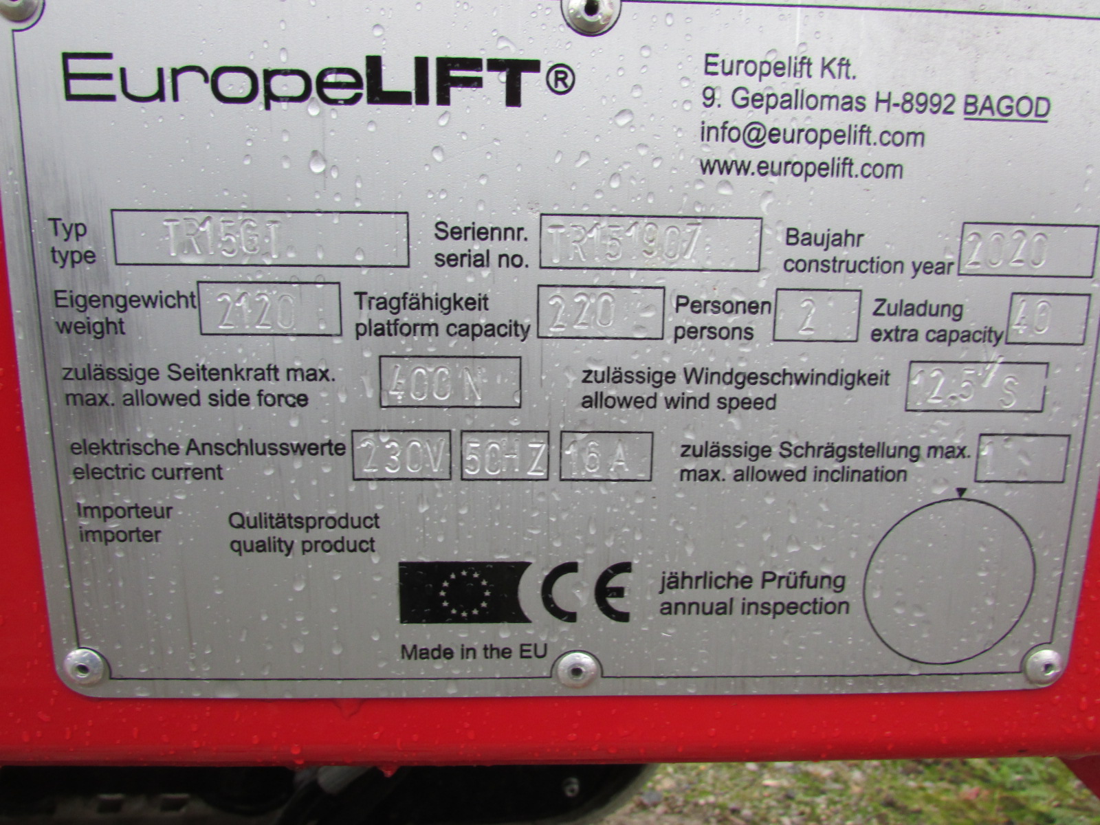 Europelift TR 15 GT / Track Lift TM 15T | Uwe Müller